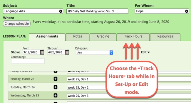Getting Started Tracking Class and Activity Hours - Homeschool Planet