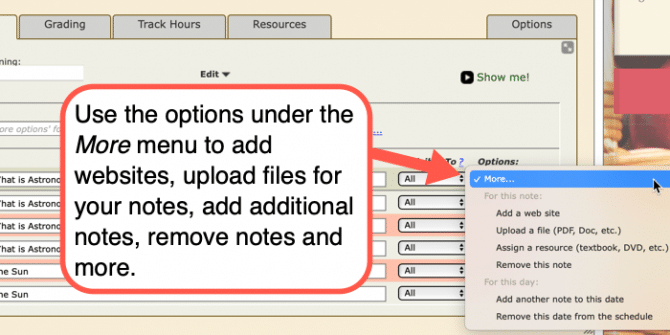 Adding Notes to Assignments - Homeschool Planet