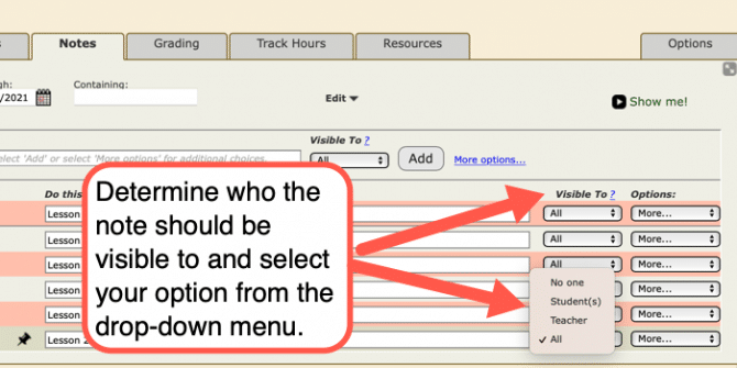 Adding Notes to Assignments - Homeschool Planet