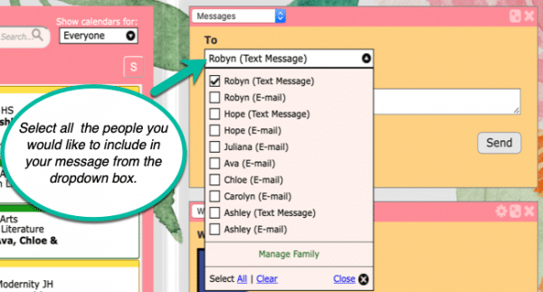 Messages Widget - Homeschool Planet