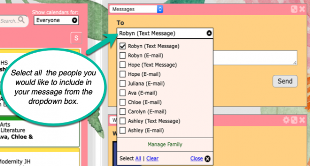 Messages Widget - Homeschool Planet