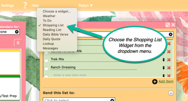 Shopping List Widget - Homeschool Planet