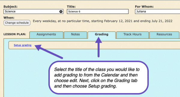 Adding Grading to a Class or Lesson Plan - Homeschool Planet
