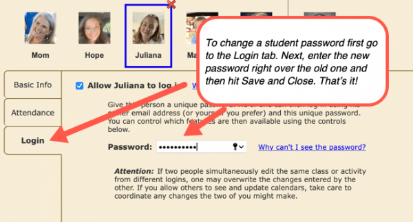 Changing a Student Email or Password - Homeschool Planet