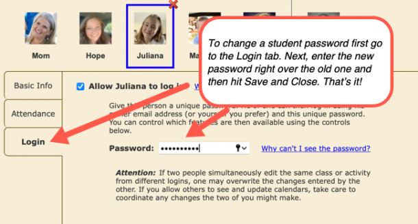 Changing a Student Email or Password - Homeschool Planet