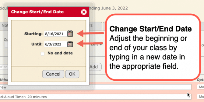Changing a Class Schedule - Homeschool Planet