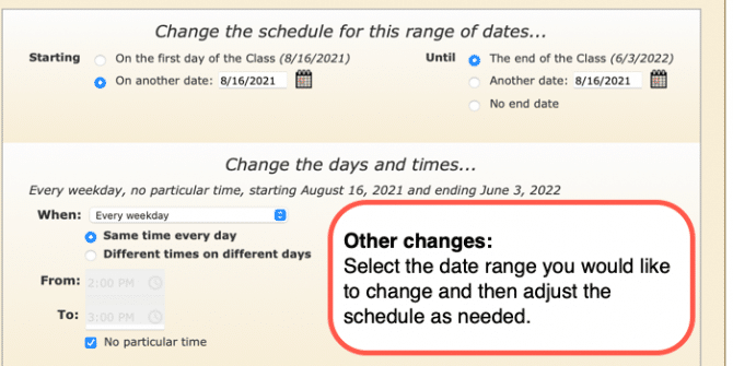 Changing a Class Schedule - Homeschool Planet