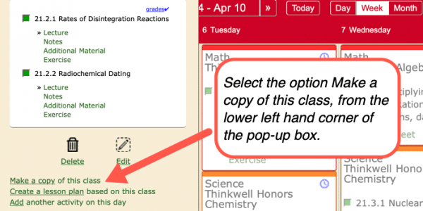 Copying a Class - Homeschool Planet