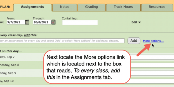 Creating Multiple Assignments Per Day - Homeschool Planet