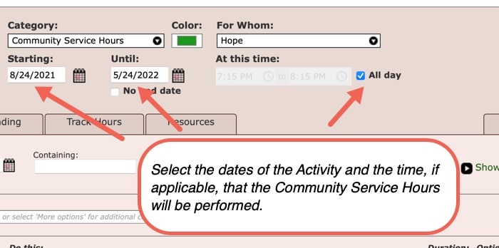 Adding Community Service Hours - Homeschool Planet